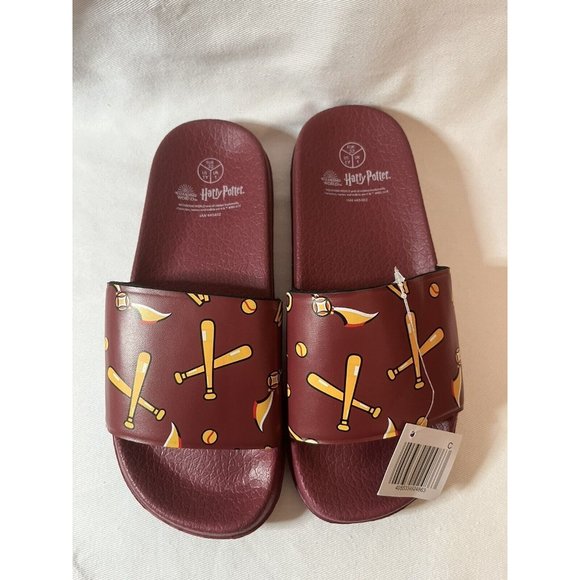 Wizarding World | Shoes | Harry Potter Slide Sandal Maroon Golden ...